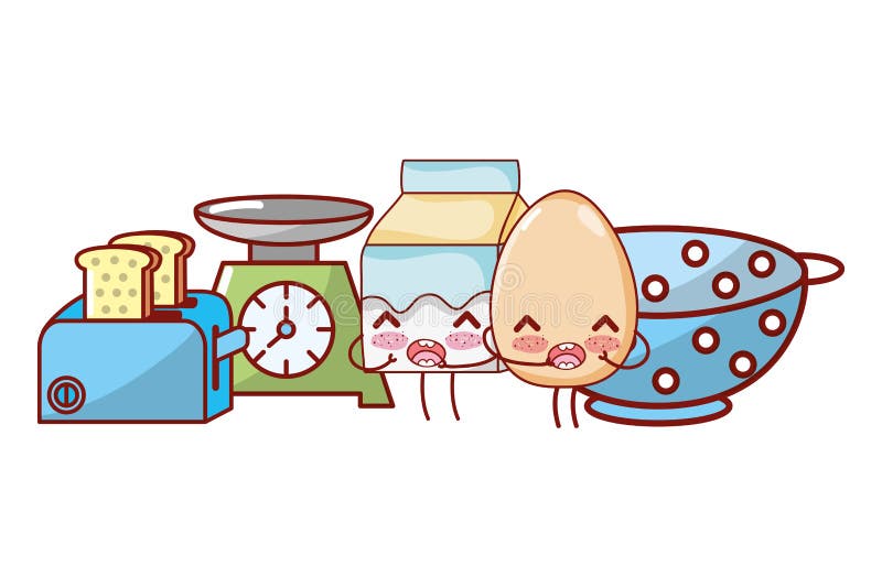 Kitchenware E Desenhos Animados Dos Ingredientes Ilustração do Vetor ...