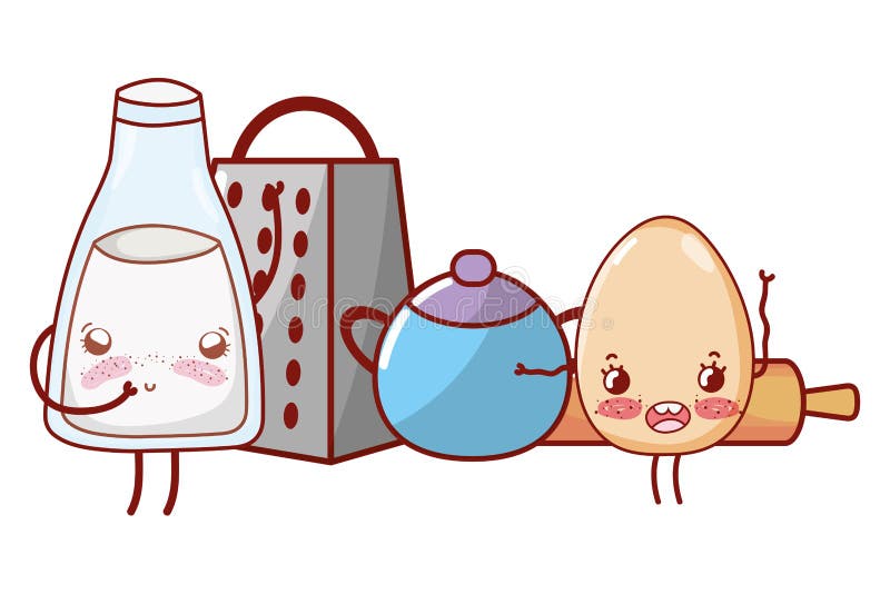 Kitchenware E Desenhos Animados Dos Ingredientes Ilustração do Vetor ...