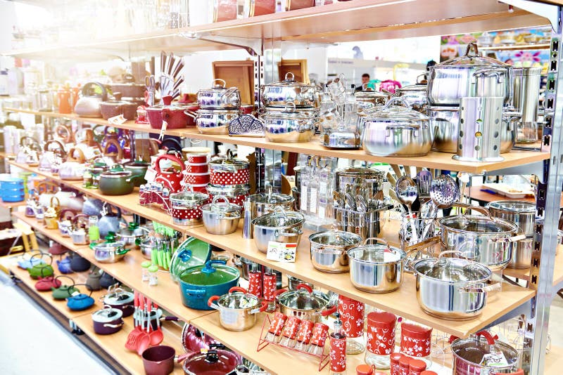 Kitchen Utensils on Supermarket Shelf Editorial Stock Image - Image of ...