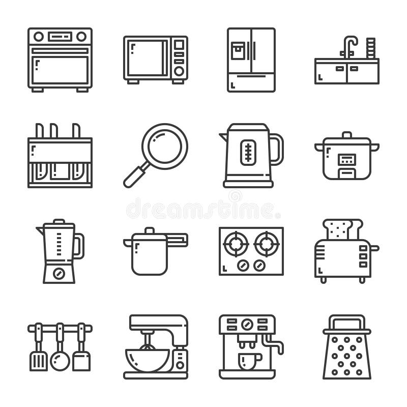 Kitchenware Icon Set.Vector Illustration Stock Vector - Illustration of ...