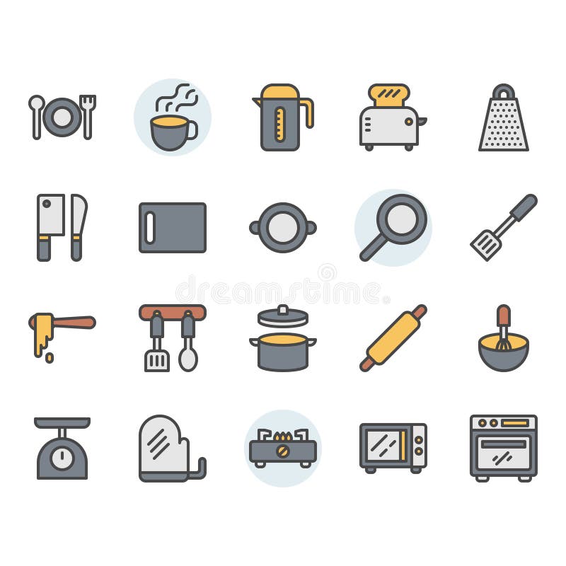 Kitchenware Icon Set.Vector Illustration Stock Vector - Illustration of ...