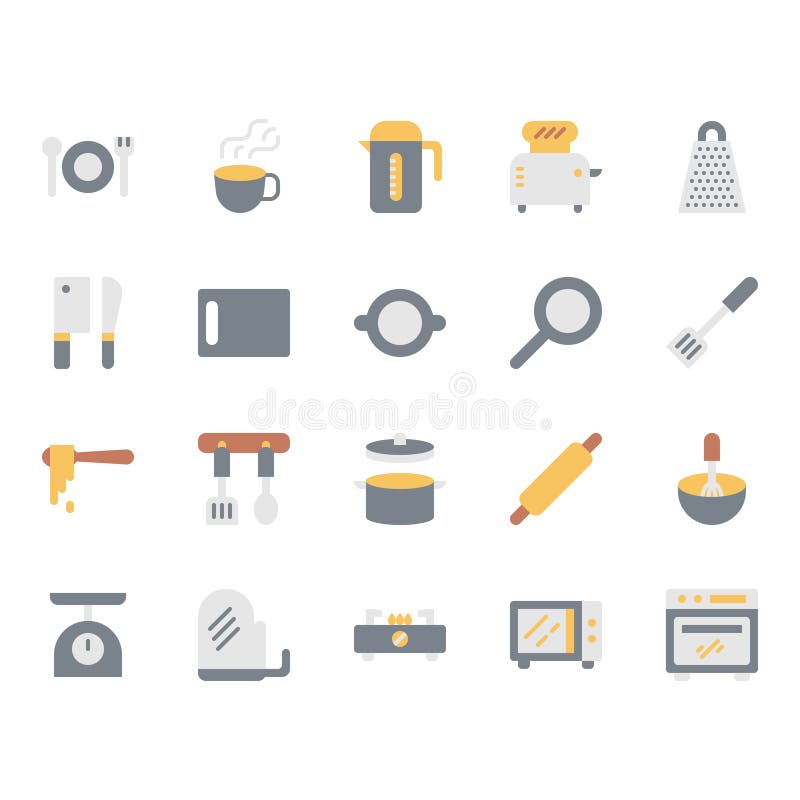 Kitchenware Icon and Symbol Set in Flat Design Stock Vector ...