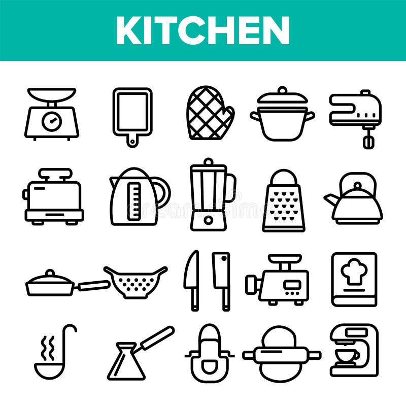 Icon Kitchen Line Set Symbol Stock Illustrations – 47,377 Icon Kitchen ...