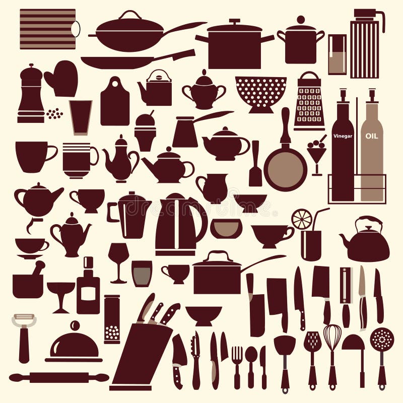 Kitchenware Set - Illustration Stock Vector - Illustration of knife ...