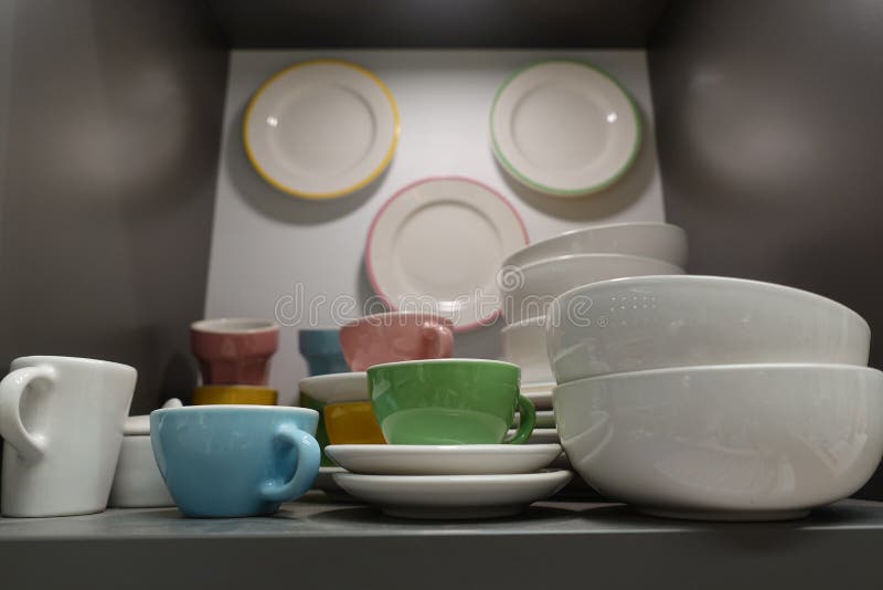 Kitchenware Show on a Display Shelf and Hang on the Wall Stock Photo ...