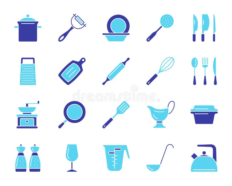 Kitchenware Simple Color Flat Icons Vector Set Stock Vector ...