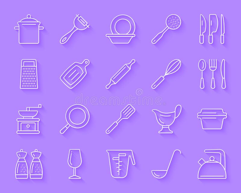 Kitchenware Simple Paper Cut Icons Vector Set Stock Vector ...