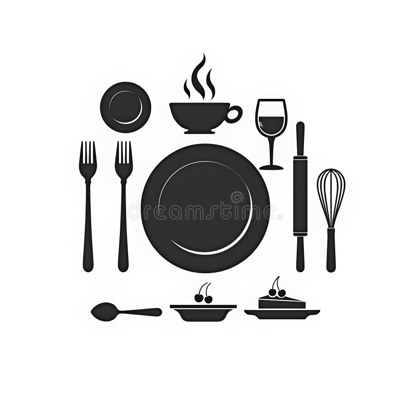 Kitchenware and Tableware Vector Illustration for Restaurant Menu and ...