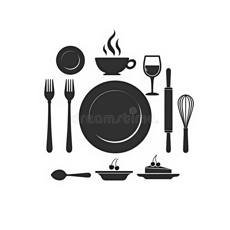Kitchenware and Tableware Vector Illustration for Restaurant Menu and ...