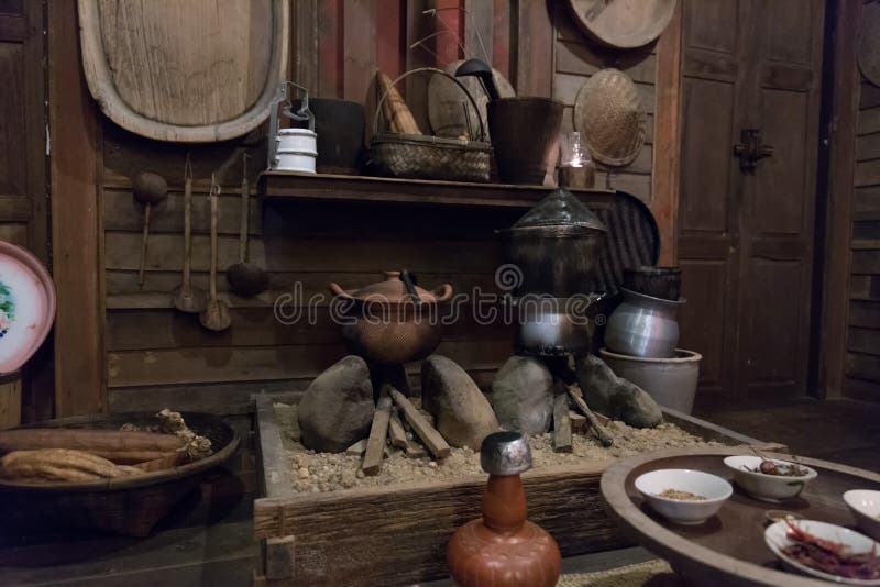 Kitchenware in Traditional Vintage Retro Style Kitchen of Thailand ...
