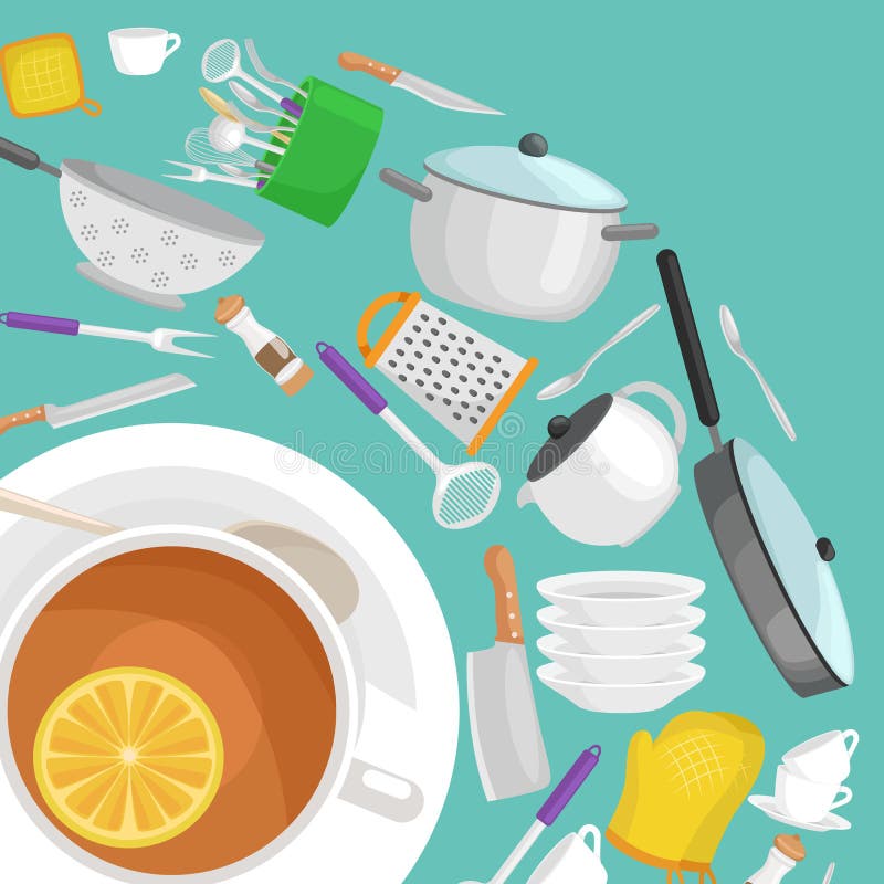 Kitchenware Utensils Set, Vector Illustration of Isolated Kitchen ...
