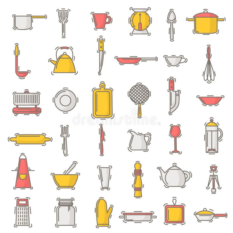 Kitchenware Vector Seamless Pattern Cookware for Cooking and Kitchen ...
