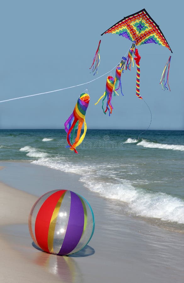 Kite and Beach Ball on Florida Beach Stock Image - Image of kite ...