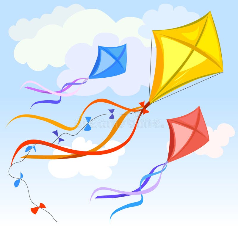 Kite and clouds background stock vector. Illustration of three - 33865061