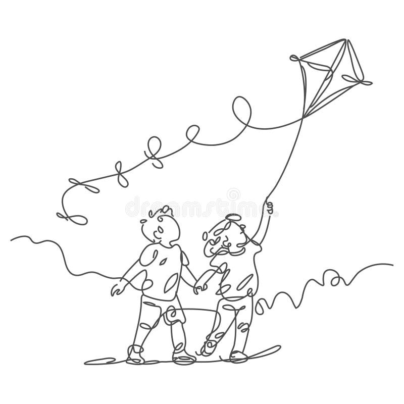 Kite - Continuous One Line Drawing Outline Vector Illustration, Vector ...