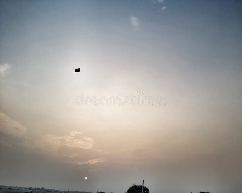 Kite in Evening Sky Beautiful Sunset Stock Photo - Image of sunset ...
