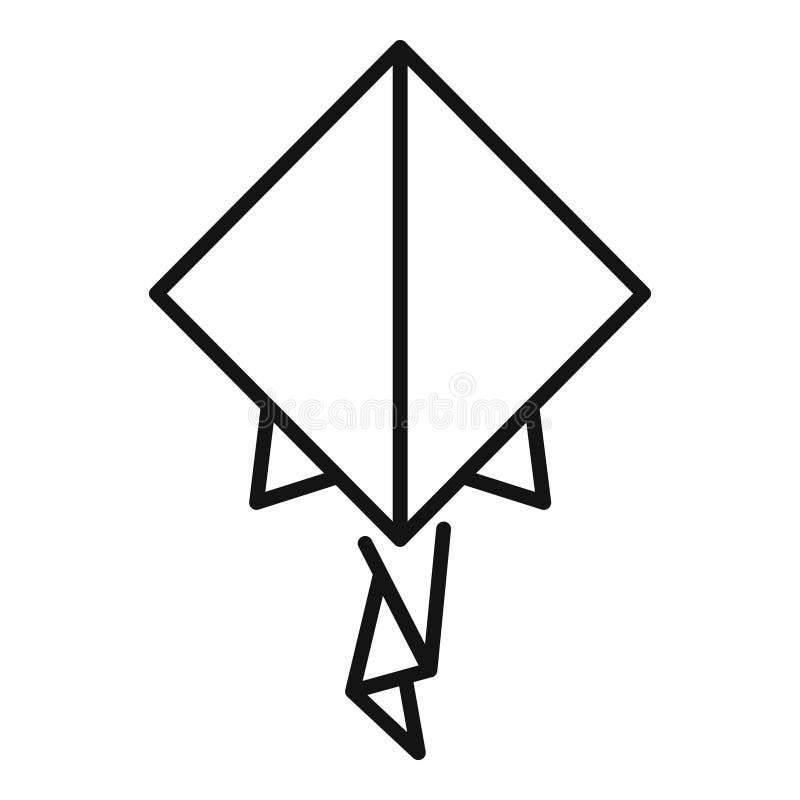 Kite Flying on Air with Tail Icon, Line Style Stock Vector ...