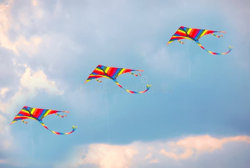 Kite Flying in the Blue Sky, Summer Festival, Stock Image - Image of ...
