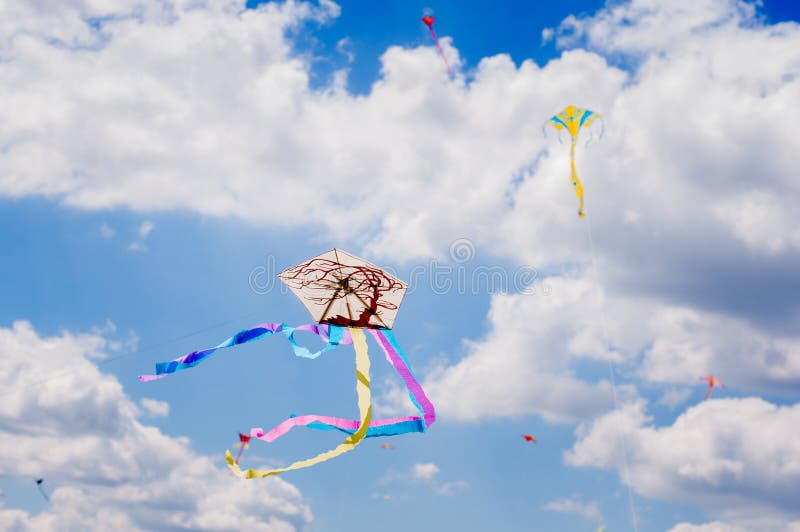 Flying kite in the sky stock image. Image of clouds - 108947365