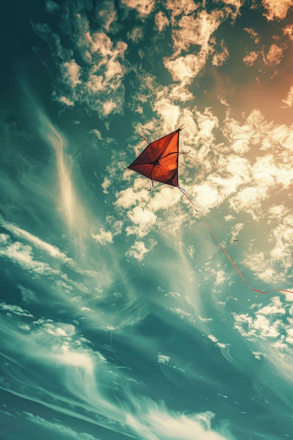 A Kite Flying in the Sky with Fluffy Clouds in the Background. Suitable ...