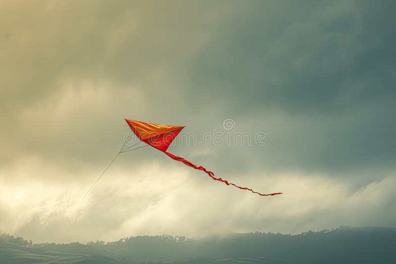 Kite Flying on a Windy Day in Blue Cloudy Sky Stock Photo - Image of ...