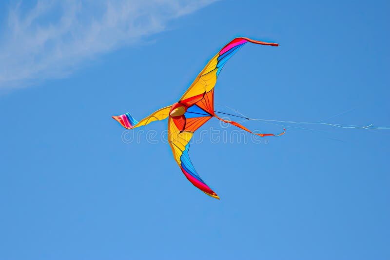 Kite Flying on a Windy Day in Blue Cloudy Sky Stock Image - Image of ...