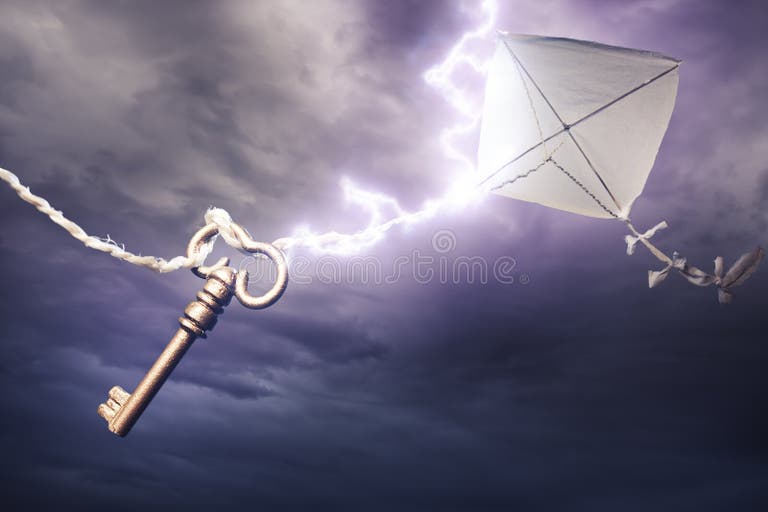 Kite Getting Struck by a Bolt of Lightning Stock Photo - Image of ...