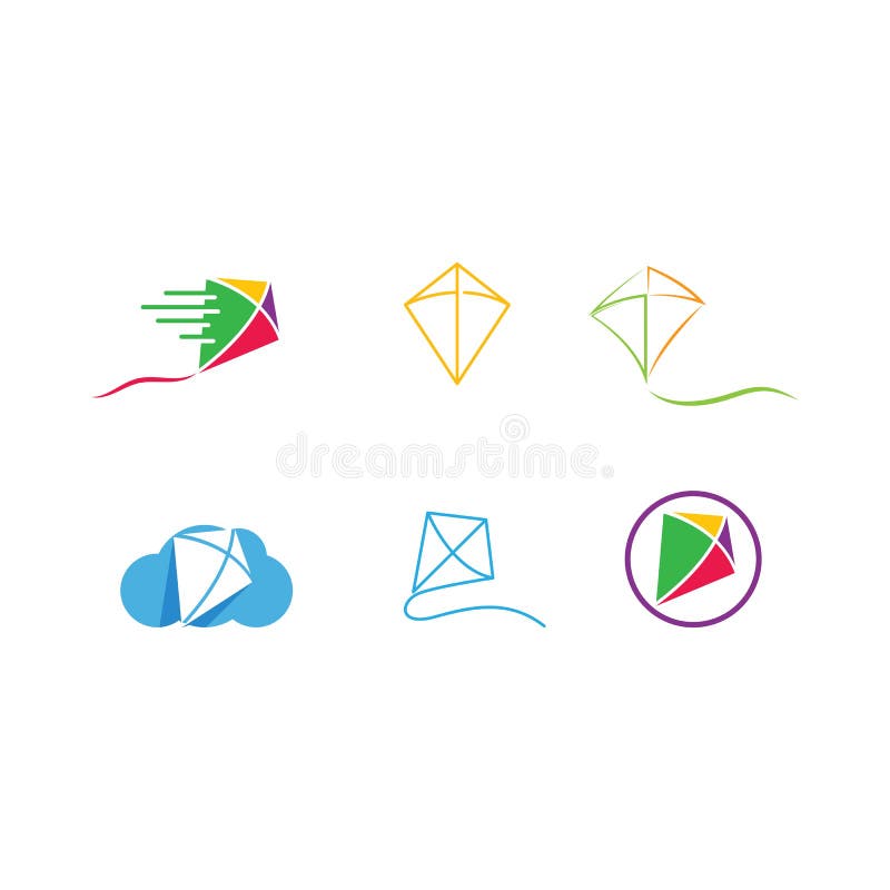 Kite Illustration Logo Vector Stock Vector - Illustration of summer ...