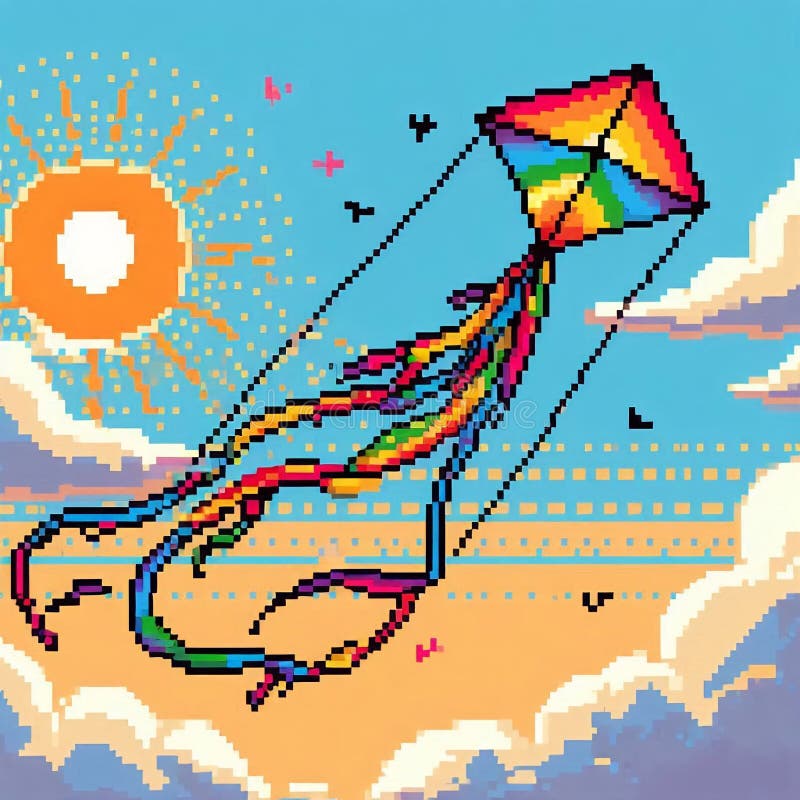 Kite Illustrator Design, Pixel Art Stock Illustration - Illustration of ...