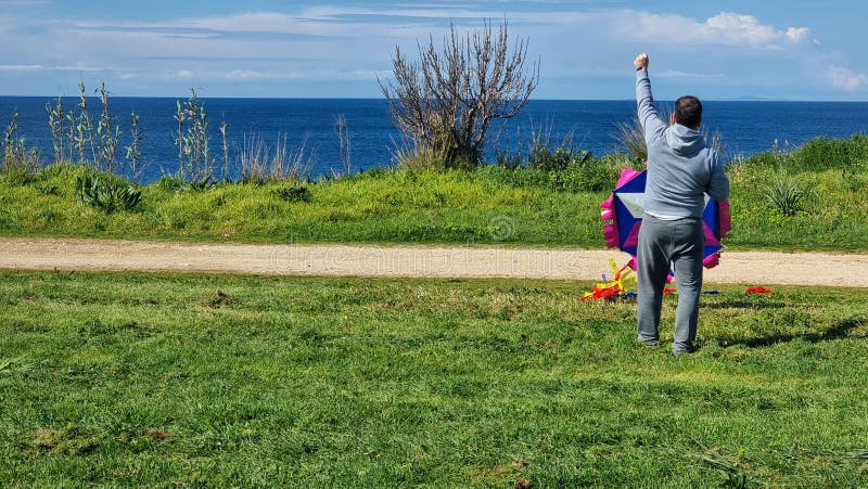 Kite Kites Flying on the Sky Rope Hand Playing Stock Illustration ...
