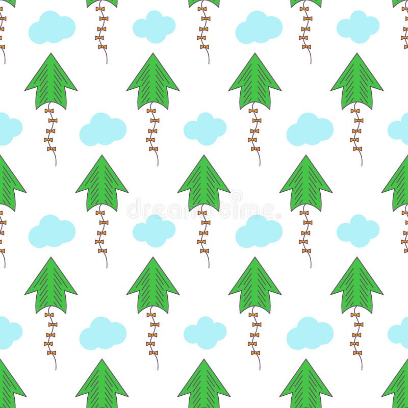 Kite Pattern. Kites Seamless Pattern. Flying Kites Background. Retro ...