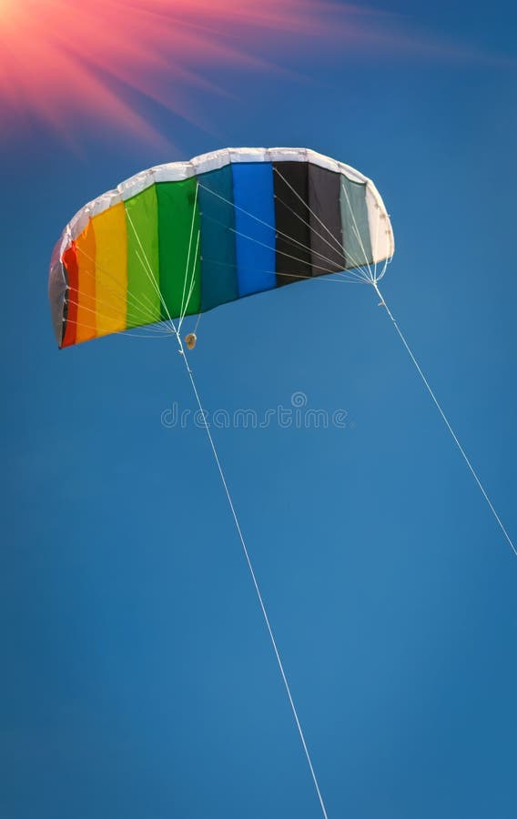Kite Rainbow Colors Fly High in the Sky Stock Photo - Image of holiday ...