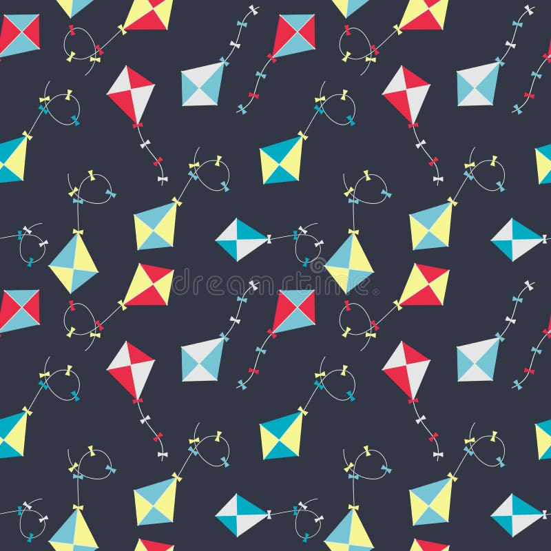 Watercolor Seamless Pattern with Checkerboard and Striped Kites Air ...