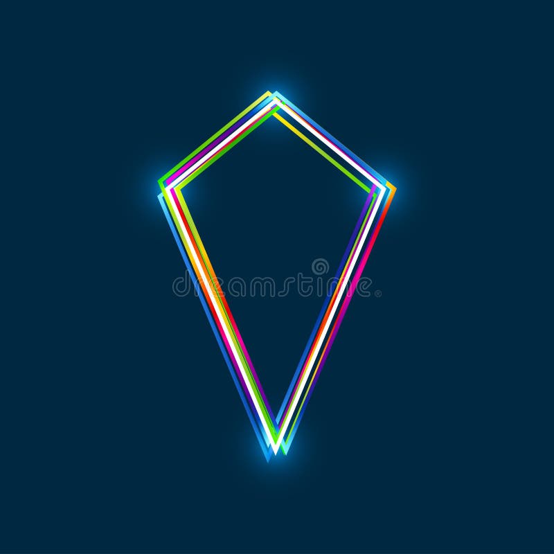 Kite Shape Frame with Colorful Multi-layered Outline and Glowing Light ...