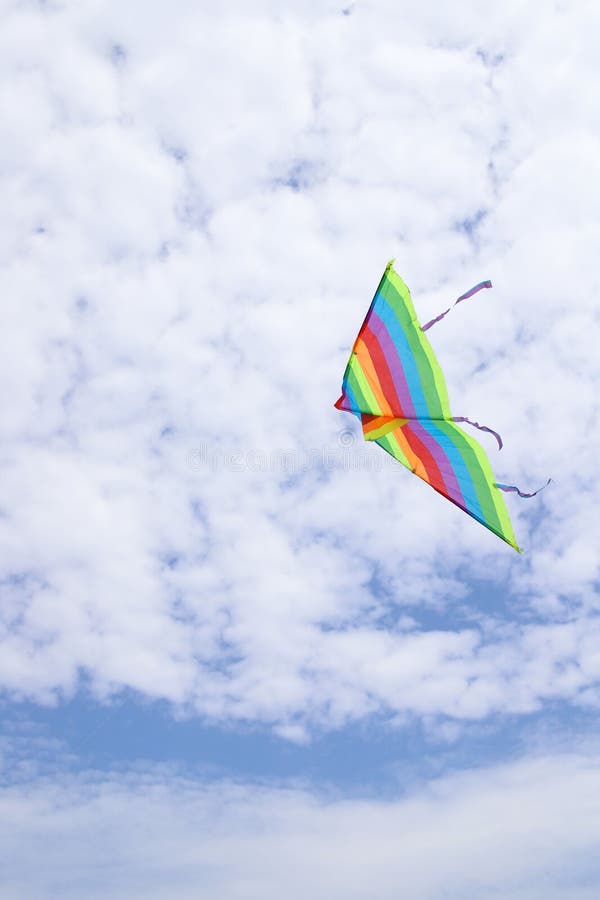 Kite Striped Colors of the Rainbow in the Sky. Stock Image - Image of ...