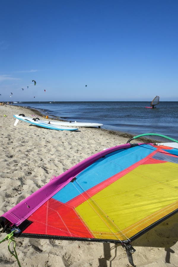 Kite Surf Sail on the Beach Stock Photo - Image of sport, group: 32684838