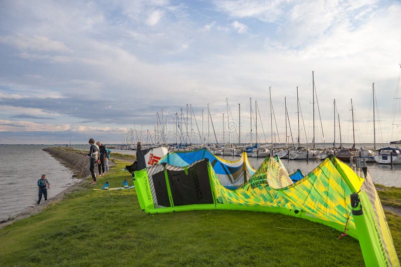 Kite surfer in Orth editorial photography. Image of landscape - 116092487
