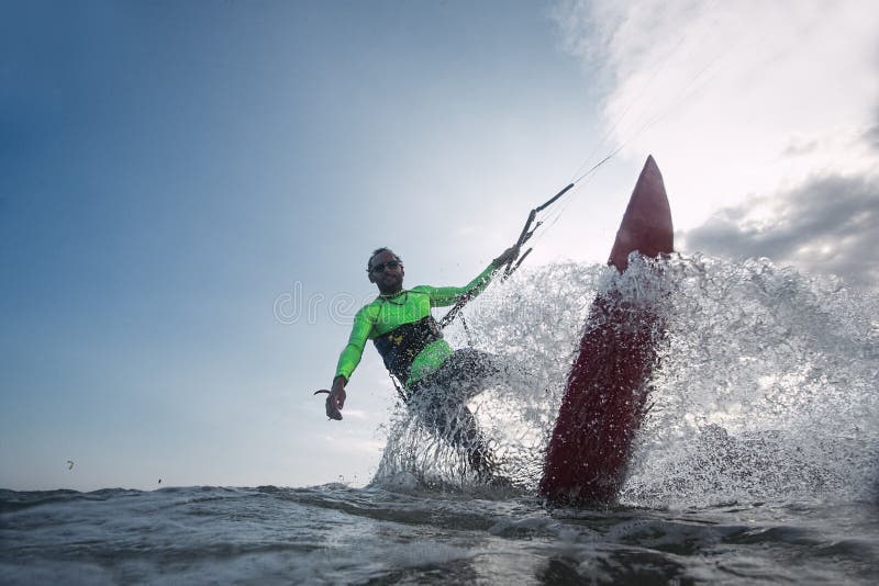 Kite surfer stock image. Image of board, kiteboarding - 115520201