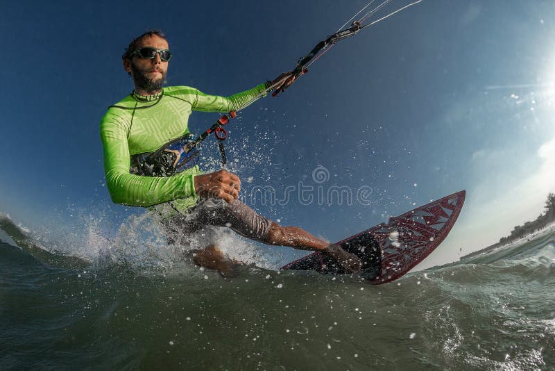 Kite surfer stock image. Image of fall, falling, downfall - 117076745