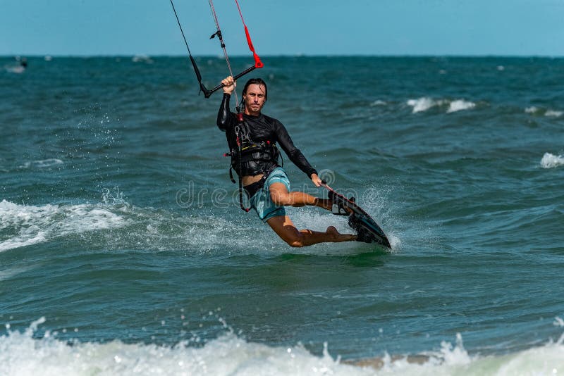 Kiter rides board stock photo. Image of dynamic, skill - 147293284