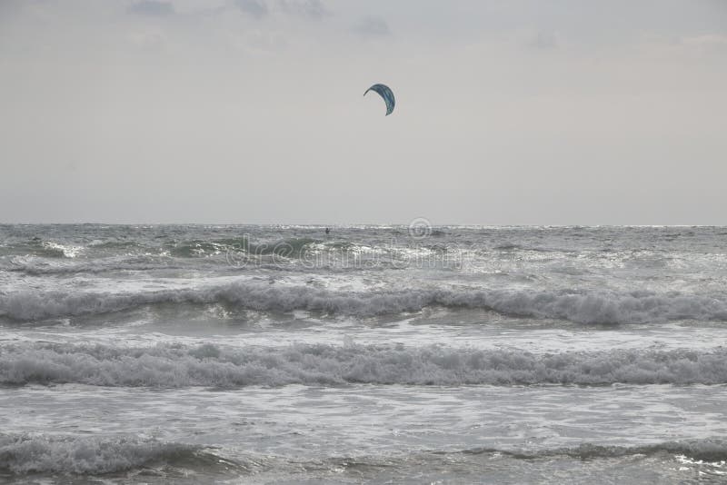 Kite Surfing on the Atlantic Ocean Stock Photo - Image of surface ...