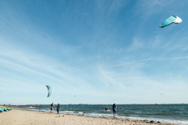 Kite Surfing at the Atlantic Ocean Stock Photo - Image of waves, sport ...