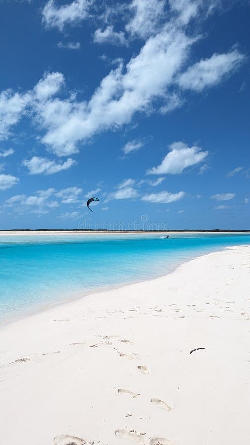 Kite Surfing in Blue Water of the Exumas Bahamas Stock Photo - Image of ...