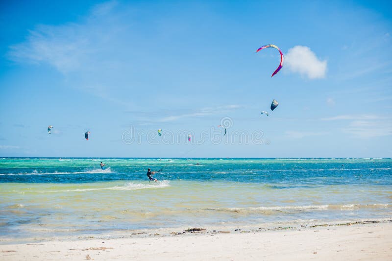 Kite surfing on Boracay stock photo. Image of speed, hawaii - 72940696