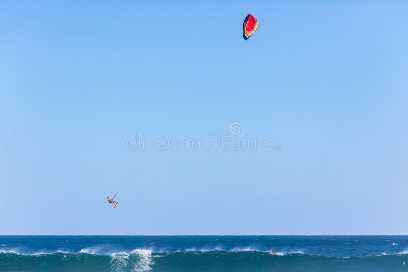 Kite Surfing Flying Surfer Ocean Action Stock Image - Image of ocean ...