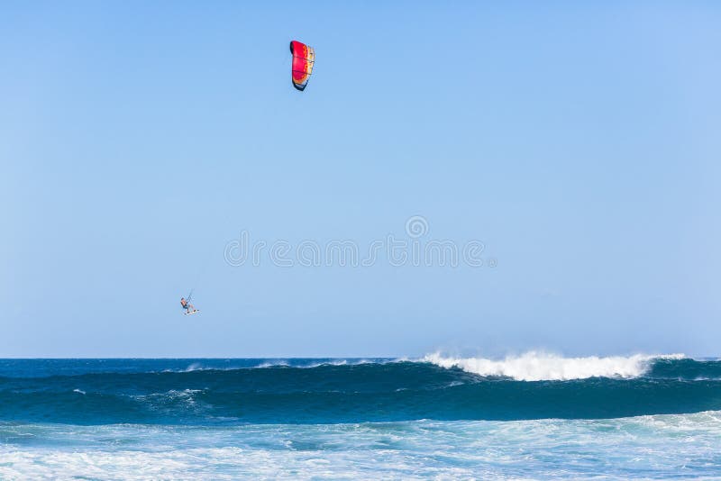 Kite Surfing Flying Surfer Ocean Action Stock Photo - Image of flight ...