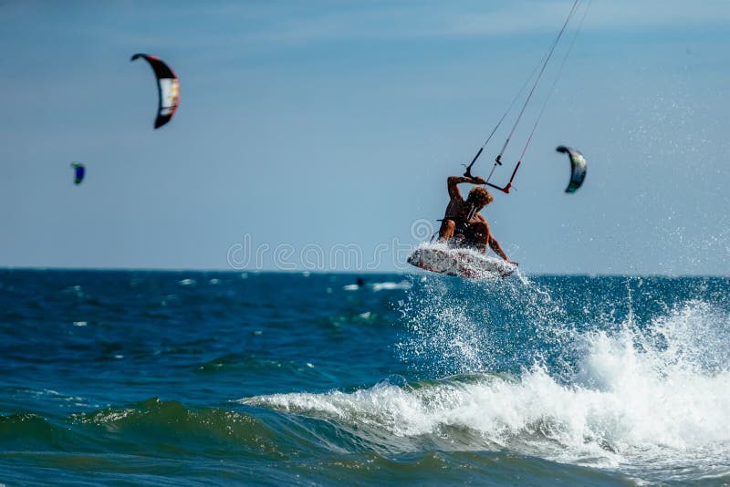 Kite surfing. stock photo. Image of freestyle, beach - 52270316