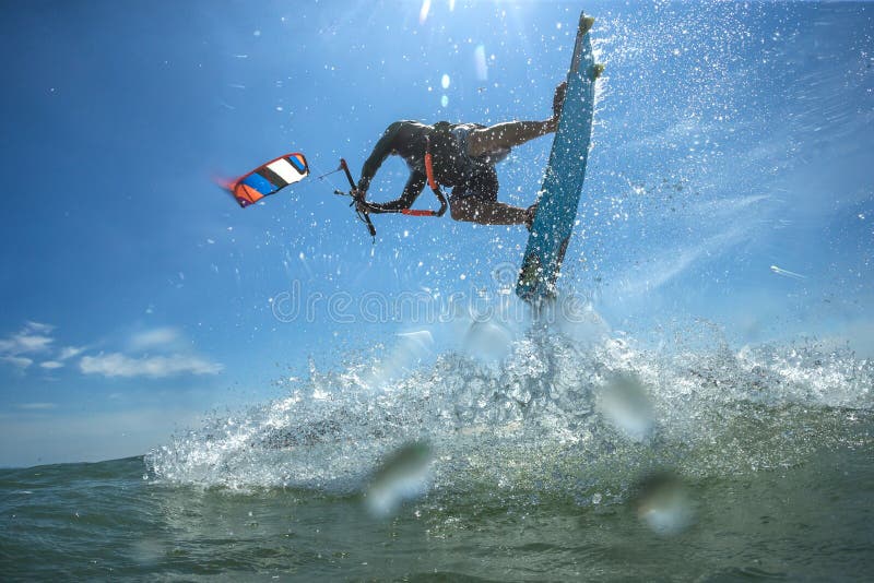 Kite surfing. stock image. Image of kite, kiteboard, sand - 72172811