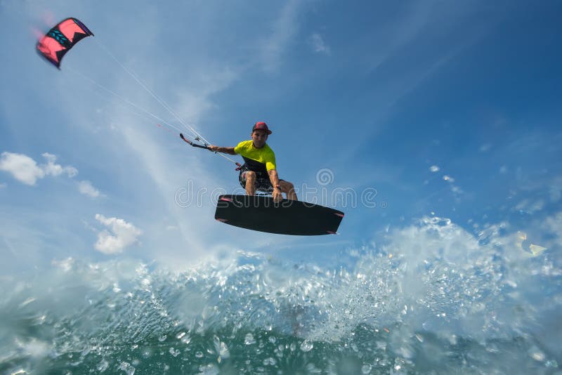 Kite surfing. stock image. Image of male, barrel, kiteboarding - 73021207