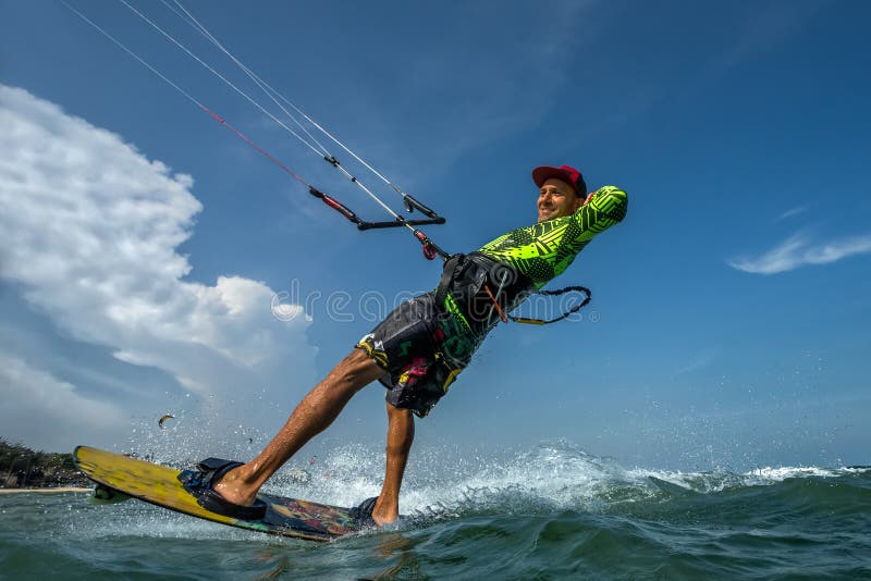 Kite surfing. stock photo. Image of sailing, kiteboard - 73181680